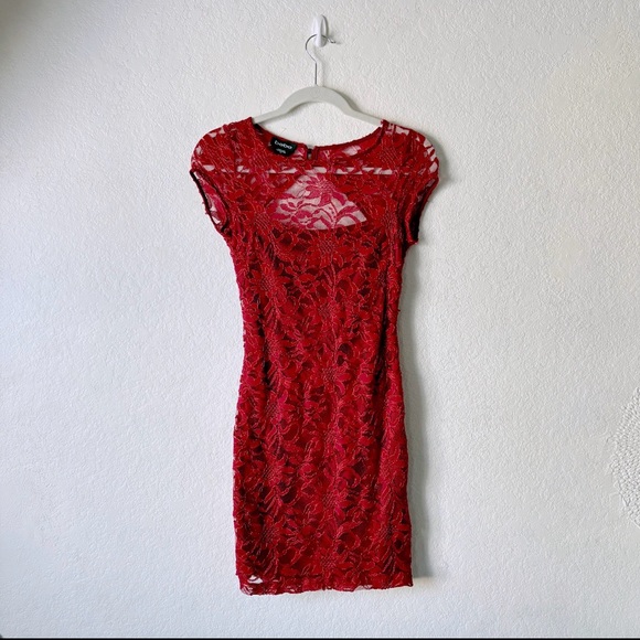 bebe | Dresses | Bebe Red Lace Mini Dress | Poshmark